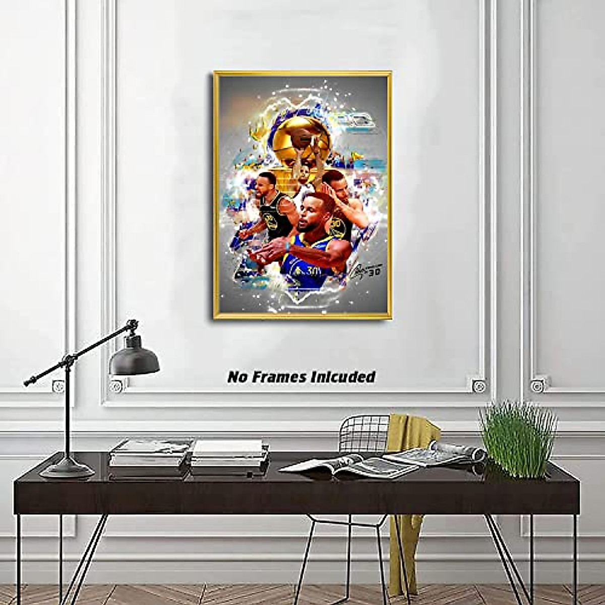 Stephen Curry Canvas Poster, Success Poster Champion Wall Art, Inspirational Basketball Poster for Man Cave Boys Room Office Decor, Golden State Warriors, Stephen Curry Art Print, 16"x24" - Unframed