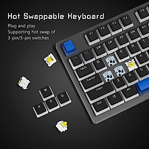 XVX Womier 75% Keyboard, TKL Mechanical Gaming Keyboard, Hot Swappable Black Keyboard, K87 PRO with Pudding Keycaps Wired RGB Keyboard for PC PS4 Xbox - Yellow Switch