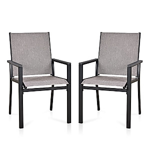 MEOOEM Patio Dining Chairs 2PCS Outdoor Metal Textilene Outdoor Dining Chairs,Durable for Lawn Garden Backyard Pool All Weather