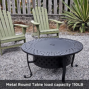 fissfire 36 Inch Outdoor Fire Pits, Wood Burning Firepit with 2 BBQ Grill & Lid, Metal Round Table for Bonfire Patio Backyard Garden Camping Beach