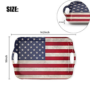 Serving Tray Decorative Tray with Handles Multi-Purpose Rectangular Serving Trays for Restaurant, Parties, Coffee Table, Kitchen - American Flag