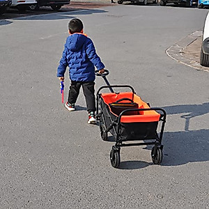 HJRTFLXC Folding cart That Does not Need to be Assembled Station Wagon, Grocery cart (Orange+Black Mini cart) (Black+Orange Mini cart)