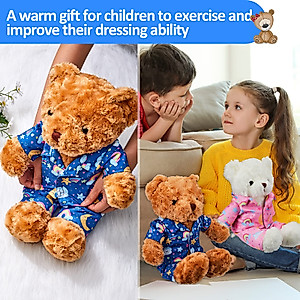 Civaner 2 Pack Blue and Pink Bear Clothes Outfit, Fit Most 12-16 Inch Bears Stuffed Animal Pajamas Plushie Clothes for Stuffed Animals, Pre-Kindergarten Toys(Rainbow Style)