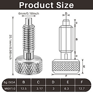 Hand Retractable Spring Plunger with Knurled Handle Stainless Steel Lock M6 Quick Release Pins, 1/4''-20 Thread Size 0.500'' Thread Length, No Patch (Silver, 2 Packs)