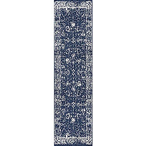 JONATHAN Y MDP404A-210 Soleiman Modern Persian Indoor Area-Rug Vintage Transitional Traditional Floral Easy-Cleaning Bedroom Kitchen Living Room Non Shedding, 2 X 10, Navy