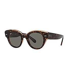Ray-Ban Women's RB2192 Roundabout Round Sunglasses, Havana On Transparent Brown/Dark Grey, 47 mm