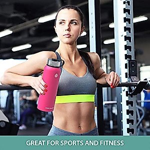 Swig Savvy Sports Water Bottle, Vacuum Insulated Stainless steel, Double Wall Wide Mouth Leakproof Lid - 18oz (Pink)