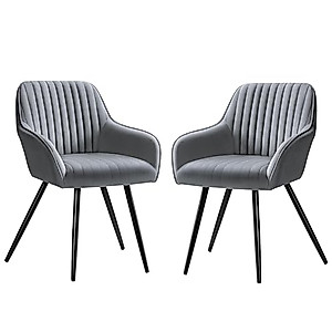 YESHOMY Accent Chair for Living Room Set of 2 Upholstered with Strong Metal Frame, Armrest for Bedroom, Dorm, Light Gray