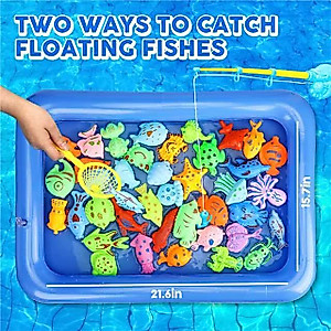 TOY Life 4-Player Magnetic Fishing Game for Kids 3-5, Kids Fishing Pole, Toddler Fishing Pole, Magnetic Fishing Toy, Toddler Bath Toys for Kids, Kids Fishing Rod, Summer Pool Water Fish Toys for Kids