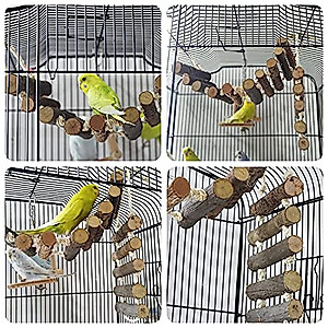 CEDAR ALPHA 4Pk 20" Natural Ladder, Hermit Crab,Bird Swing Ladder Chewing Toys Hanging,Pet Bird Cage Rodents Parakeet Ladder Bridge