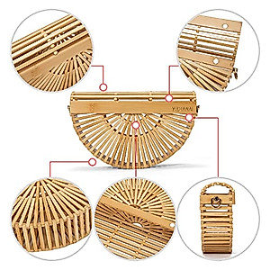Women's Bamboo Clutches Fashion Tasteful Basket Bags Handmade Trendy Style Tote Bag