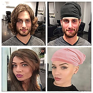 Silk Satin Bonnet Hair Wrap for Sleeping, 2 Pcs Adjustable Silk Bonnets for Women Men Sleep Cap Silk Lined Slouchy with Adjustable Strap Curly Hair Head Scarf Night Caps