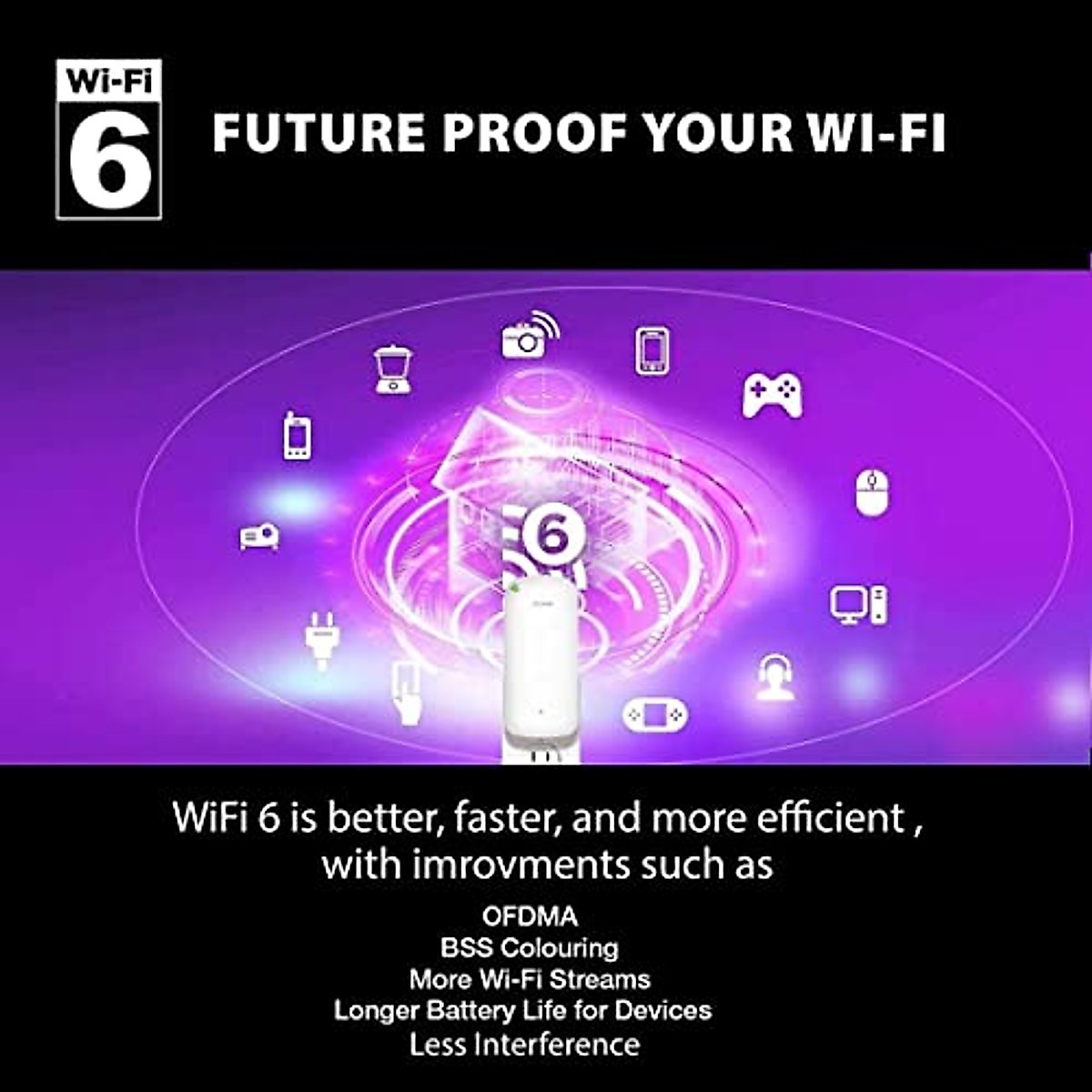 D-Link WiFi 6 Range Extender AX1800 Mesh Repeater and Signal Booster, Wall Plug in, Easy Setup, Smart Home, Roaming, Ethernet Port (DAP-X1870)