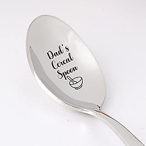 Weefair Gift For Fathers Day Cereal Lover Dad Spoon | Dads Engraved Grandfather Father In Law Birthday Anniversary Christmas Stocking Stuffer Stainless Steel Silverware Size 7 Inch, Silver
