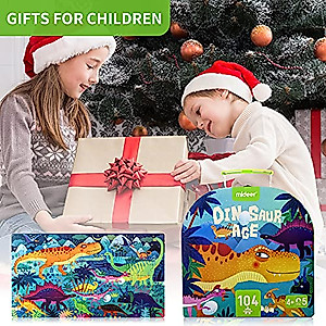 YOGEON Puzzles for Kids Ages 4-8, 3-5,100 Piece Dinosaur Puzzles for Toddler 4-6,Floor Puzzle Age 5-7 Children Learning Preschool Educational Puzzles Toys for Boys and Girls