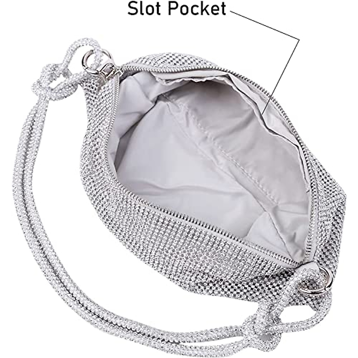 Rhinestone Hobo Bags for Women Chic Sparkly Crystal Evening Handbag Shiny Purse Shoulder Bags for Travel Party Proms Gifts