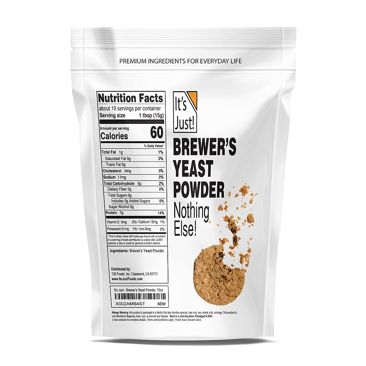 It's Just - Brewers Yeast Powder, Keto Baking, Sourdough Bread, Boost Mother's Milk, Make Lactation Cookies, 10oz