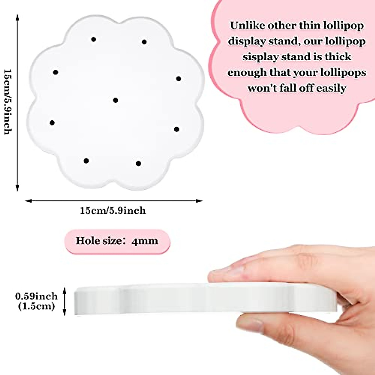 2 Pack Cake Pop Stand Lollipop Holder 9 Hole Thicken Wood Display Cake Pop Holder White Candy Lollipop Stand for Wedding Baby Shower Birthday Party