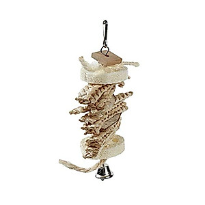 SCDCWW Bird Parrot Toy with Bell Natural Wooden Grass Chewing Bite Hanging Cage Swing Climb Chew Toys