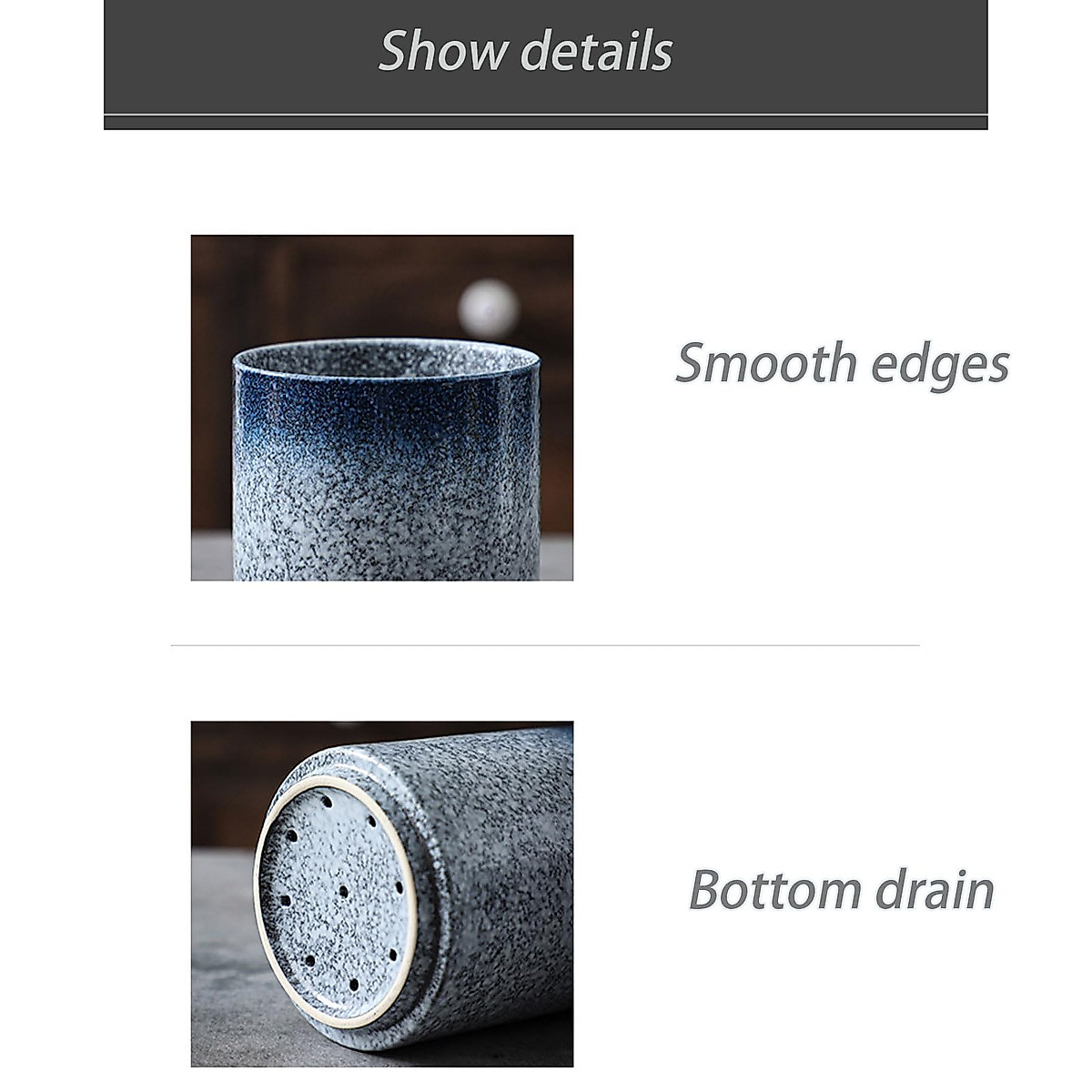 Dxcaicc Utensil Holder,Ceramic Kitchen Utensil Holder for Countertop,Large Ceramic Stable Utensil Caddy,Drainer Ceramic Cooking Utensil Holder,Cooking utensils holder for Kitchen ,C