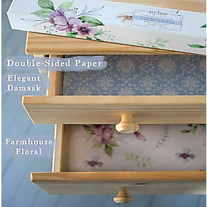 Lavender Scented Drawer Liners for Dresser 8 Sheets, Cabinet Liners for Shelves, Double-Sided Pattern Shelf Paper, Non Adhesive Shelf Liners for Bathroom, & Closets 16.5" X 22.8"