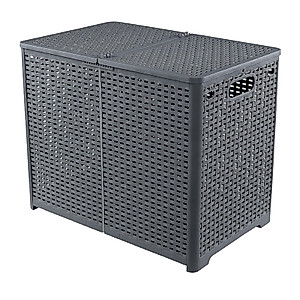 Kiddream 80 Liters Double Collapsible Laundry Basket, Plastic Dirty Clothes Hamper 2 Section with Lids
