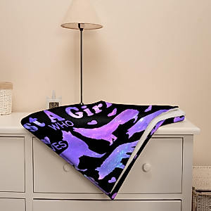 Wolf Blanket Stuffed Just Girl Who Loves Wolves Plush Gift for Kid Women Toddler Fleece Throw Cute Purple Animal Lover Lightweight Sheet Super Soft Flannel Blankets Decor Bed Chair Sofa-50"x40" Small