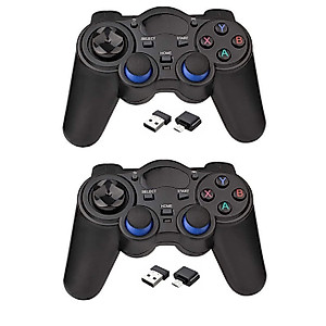 2 Pack USB Wireless Gaming Controller for PC/Laptop Computer (Windows XP/7/8/10)/ Android / PS3 & Steam Joystick Gamepad for pc Games Controller Compatible Android (Black+Black)