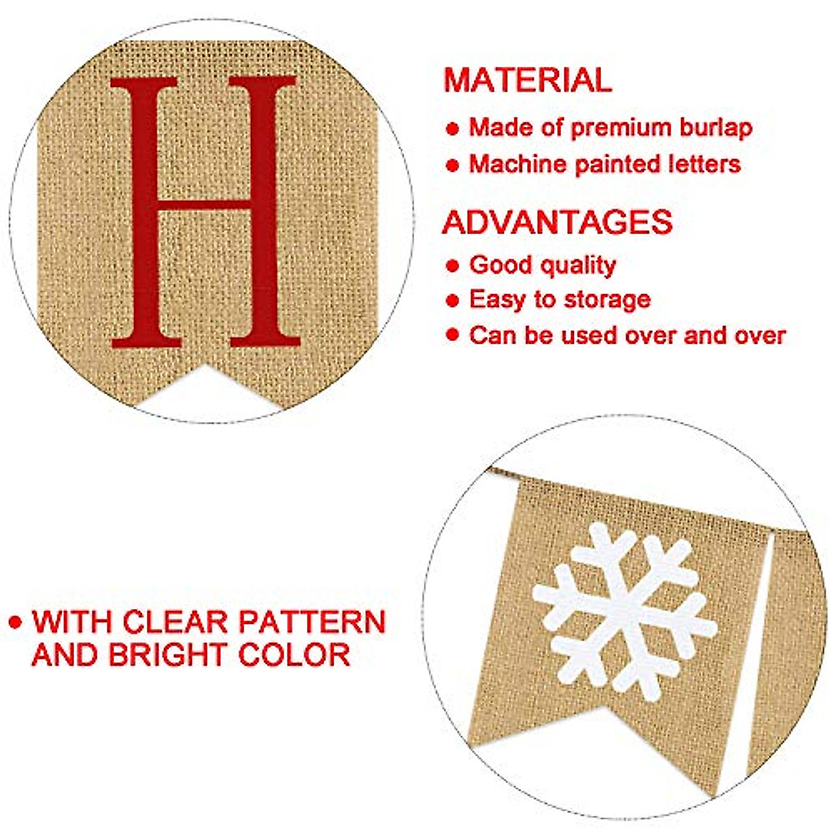 Happy Holidays Banner Burlap | Christmas Banner Burlap | Christmas Decorations| Holiday Decorations| Perfect for Home Yard Indoor Outdoor Mantel Fireplace Hanging Decor
