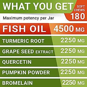 Glucosamine Treats + Allergy Relief Dog Bundle - Joint Supplement w/Omega-3 Fish Oil + Itchy Skin Relief - Chondroitin, MSM + Pumpkin + Enzymes + Turmeric - Skin & Coat - 120+180 Chews - Made in USA