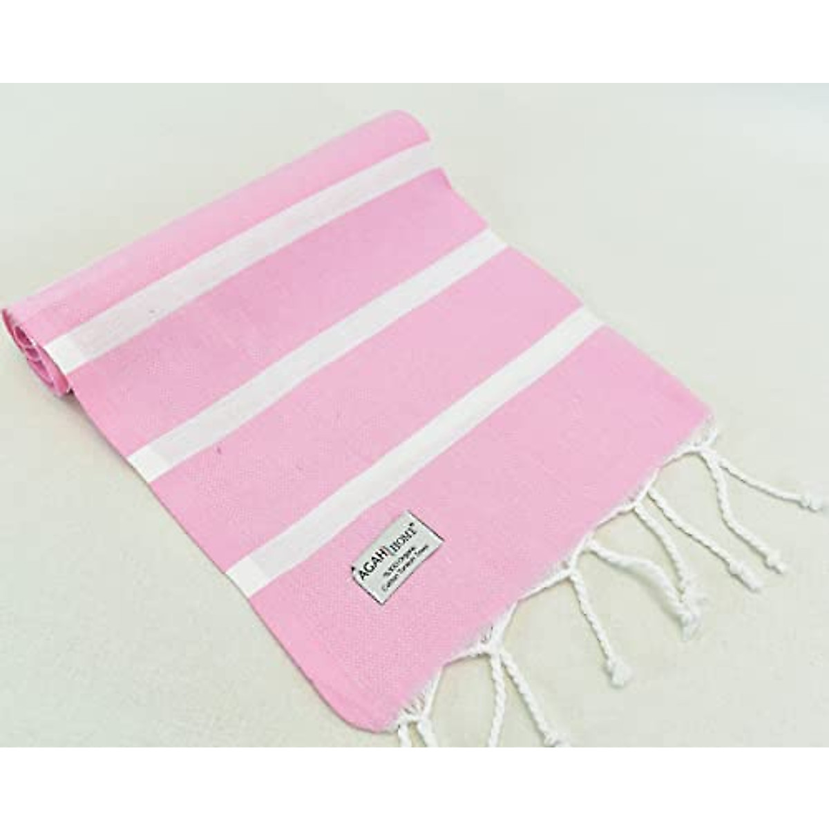Agah Home Hand Towel, Face Towel, Kitchen Towel, Dish Towel, Cotton Towel, Monogrammed Towel, 20x40 in Turkish Peshkir, Kalın Cizgi Peshkir (Pink)
