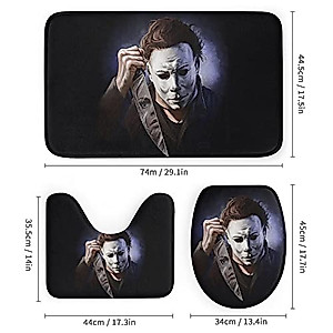 Woodyotime Michael Horror Myers Shower Curtain Sets 4 Piece Bathroom Set Shower Curtain Non-Slip Rugs Toilet Lid Cover Bath Mat Bathroom Decor