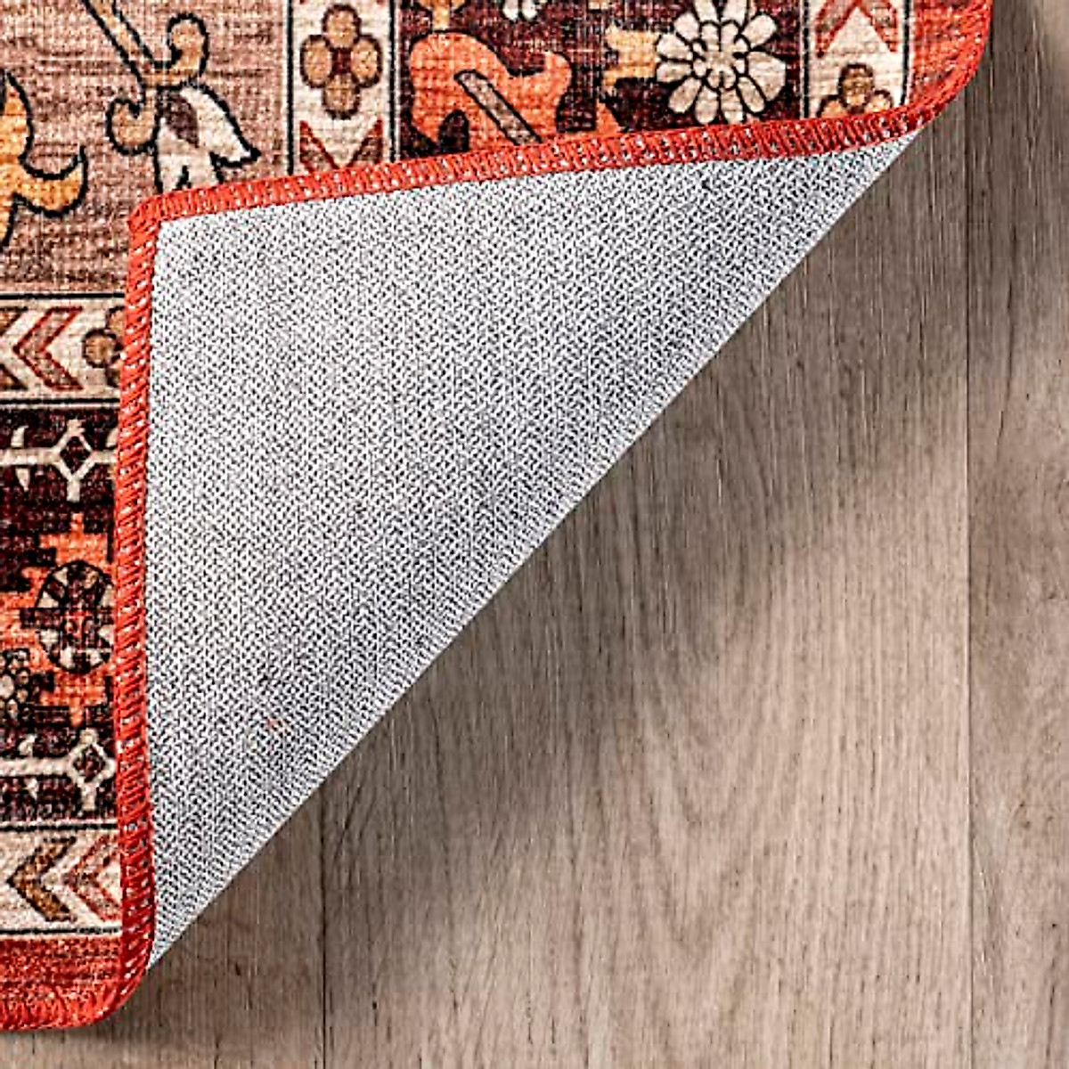 nuLOOM Hera Medallion Stain-Resistant Machine Washable Area Rug, 9' x 12', Red