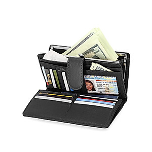 Mundi Suburban Rio 100% Leather Womens Checkbook Wallet With RFID Blocking Technology, Black, One size