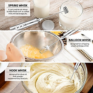 Oskinm Milk Frother Handheld with 3 Stainless Steel Whisks, USB Rechargeable Electric Foam Maker, Drink Mixer with 3 Speeds for Coffee, Bulletproof Coffee, Latte, Matcha