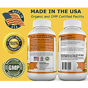Amazing Turmeric for Dogs Curcumin Pet Antioxidant, Eliminates Joint Pain Inflammation, 120 Chews