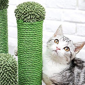 PAWZ Road Cat Tree 32 Inches Cactus Cat Tower Bundle with 23 Inches Cactus Cat Scratcher Featuring with 3 Scratching Poles