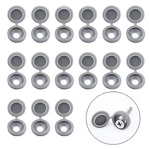INCREWAY Screw Covers, 100pcs Gray Plastic Screw Cap Hinged Fold Over Caps Rubber Dust Washer Flip Tops with Storage Box (Gray)