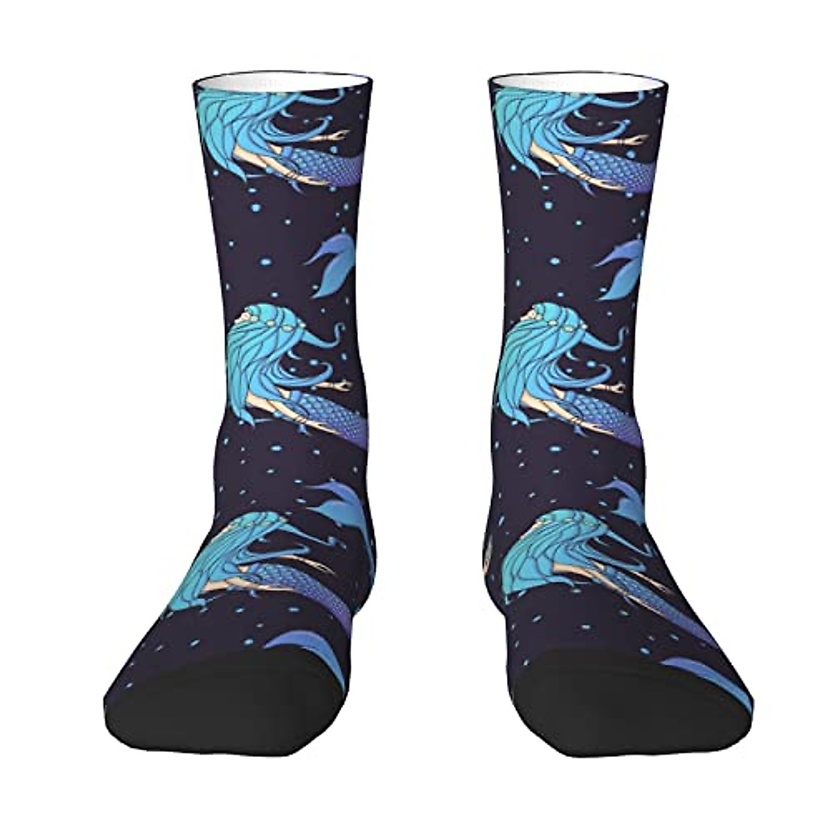 SWEET TANG Running Calf Socks Compatible with Beautiful Mermaids Underwater Dress Socks, Funny Outdoor Football Socks Workout Hiking Walking Socks for Men Women