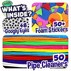 Carl & Kay Assorted Size 360 Pom Poms + 50 Googly Eyes & 1450+ pcs Crafts Supplies for Kids