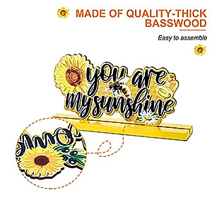3 Pieces Sunflower wooden Table Centerpieces Sign Sunflower Table Sign Welcome wood Bee Centerpieces Table Decoration Rustic Hello Sunshine Sign Welcome Table Decoration Signs Art for Home Table Decor