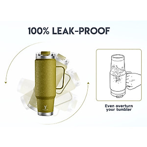 Meoky 40oz Tumbler with Handle, Stainless Steel Travel Mug with 2-in-1 Straw and Sip Lid, Vacuum Insulated Coffee Mug, 100% Leak Proof, Keeps Cold for 34 Hours or Hot for 10 Hours (Forest)