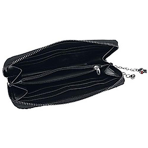 Lost Queen Victorian Gothic Princess Velvet Skull Flocked with Bows Zip Around Wallet