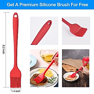 TeHappy Oven Liners for Bottom of Oven and Red Oven Rack Guards and Silicone Basting Brush Set of 5, 23.6"x15.75" Large Heavy Duty Oven Mat 2 Pack and Silicone Oven Rack Shields Edge Protector 2 Pack