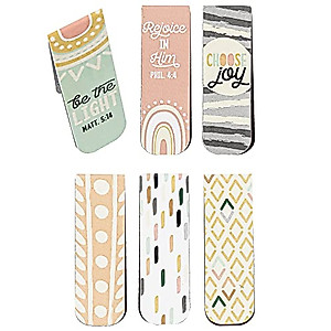 Salt & Light, Geo Pattern Magnetic Bookmarks, 1 Each of 6 Designs, 4 3/4 x 2 inches Each