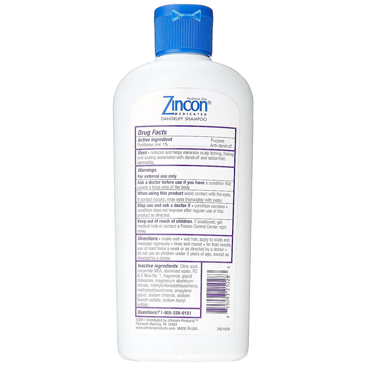 ZINCON SHAMPOO Size: 8 OZ (Pack of 2)