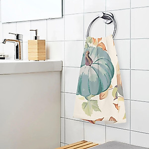 ALAZA Fall Pumpkins Hand Towels for Bathroom Set of 2 Soft Absorbent Cotton Bath Towels Decorative Face Towel 16" X 28"
