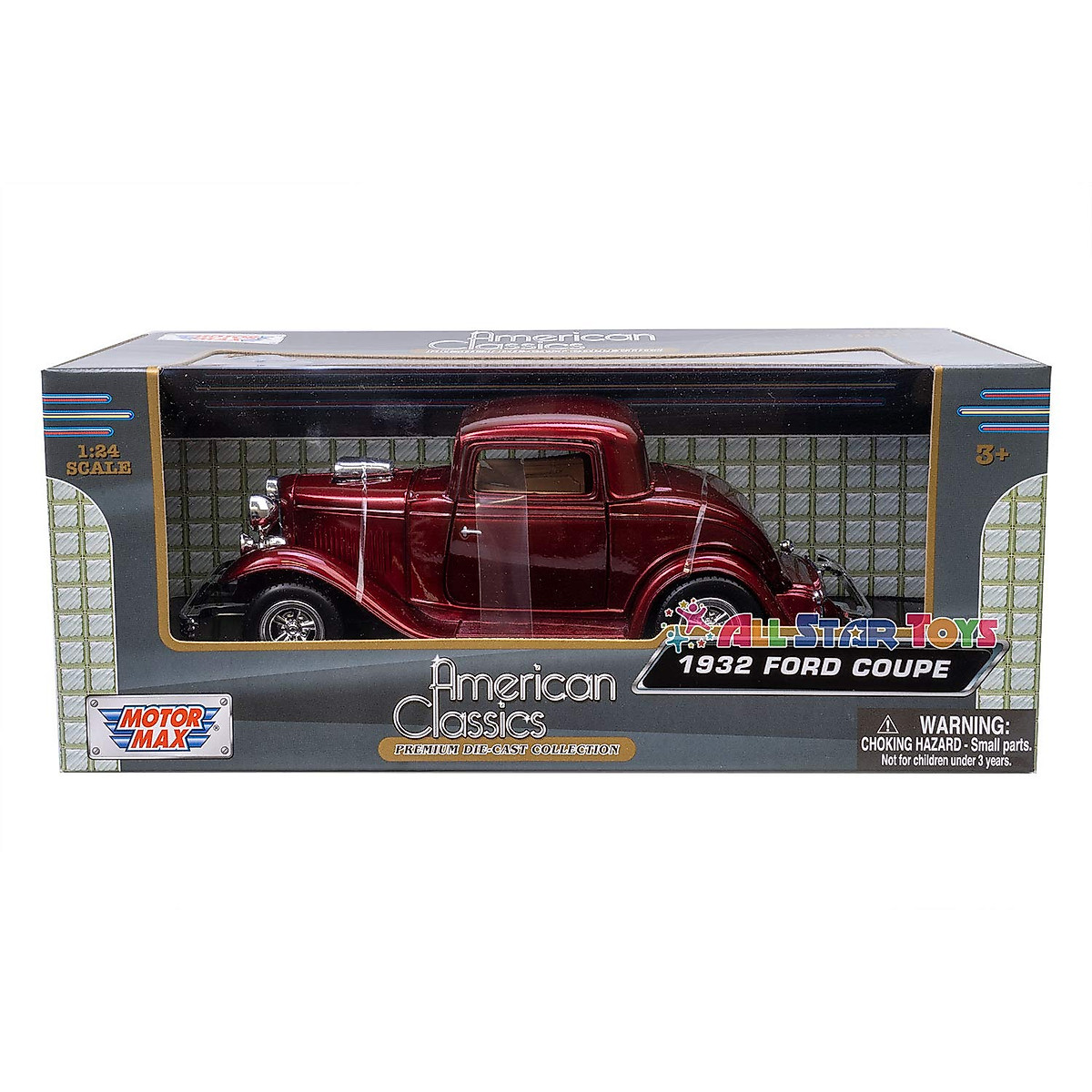 MotorMax American Classics 1932 Ford Coupe 1/24 Scale Diecast Model Car Red