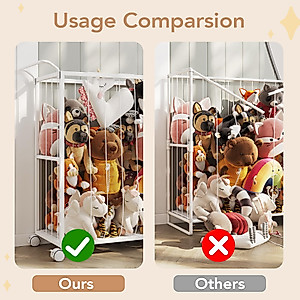 BBLIKE Stuffed Animal Storage - Zoo Stuffed Animal Net with Wheels, Save Space Toy Storage Organizer, Vertical Stuffed Animal Holder for Kids Room, Playroom, Nursery（White ）