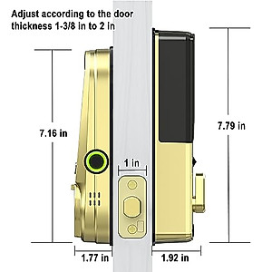 Lockly Vision Smart Lock, Camera Video Two-Way Audio 6-in-1 Keyless Entry Door Lock with Doorbell Fingerprint Door Lock with APP Control Digital Keypad Wi-Fi Deadbolt Door Locks- Brushed Gold